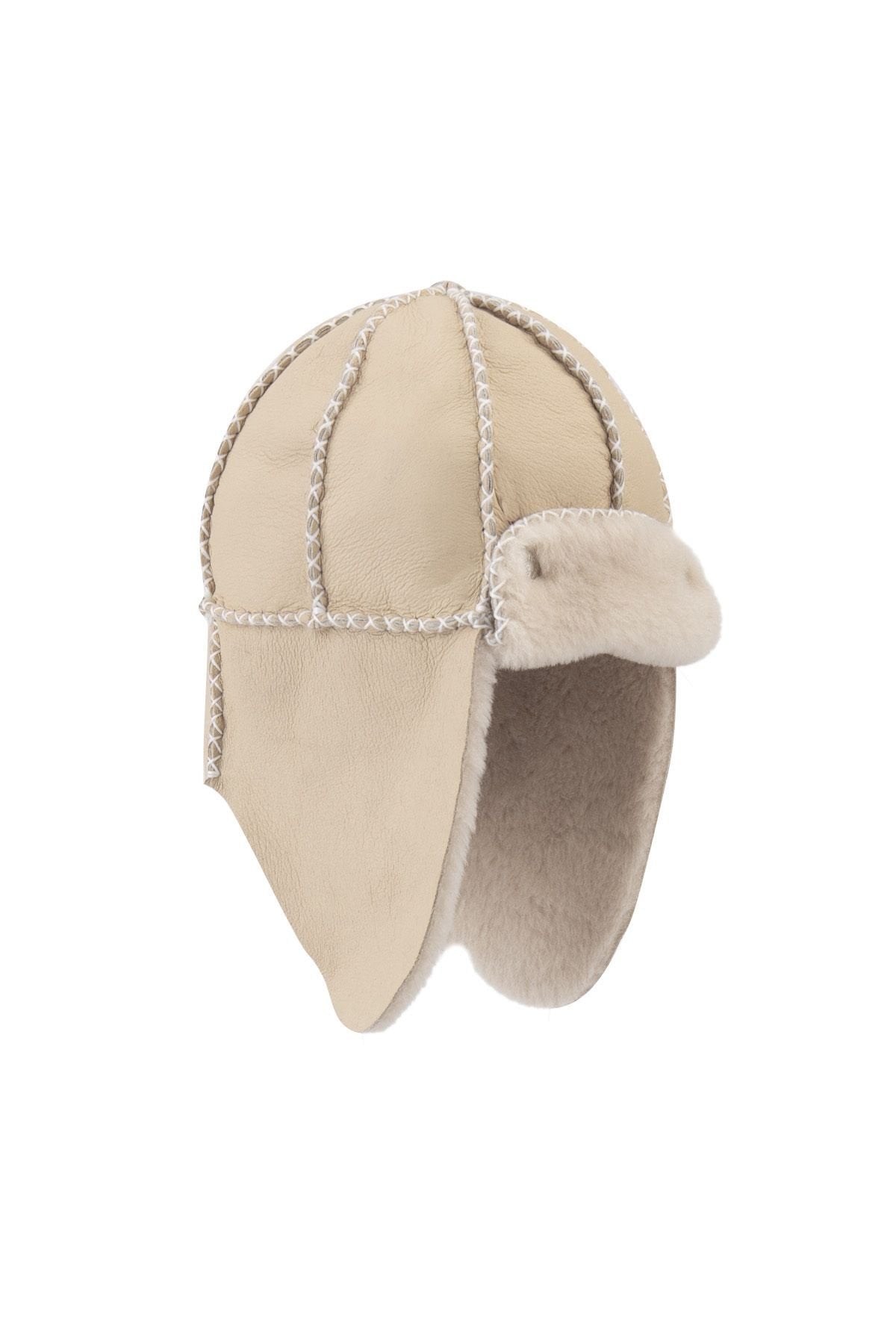 Pegia Toba Baby Aviator Hat – Yellow Leather & Smooth Shearling (0–2 Years)