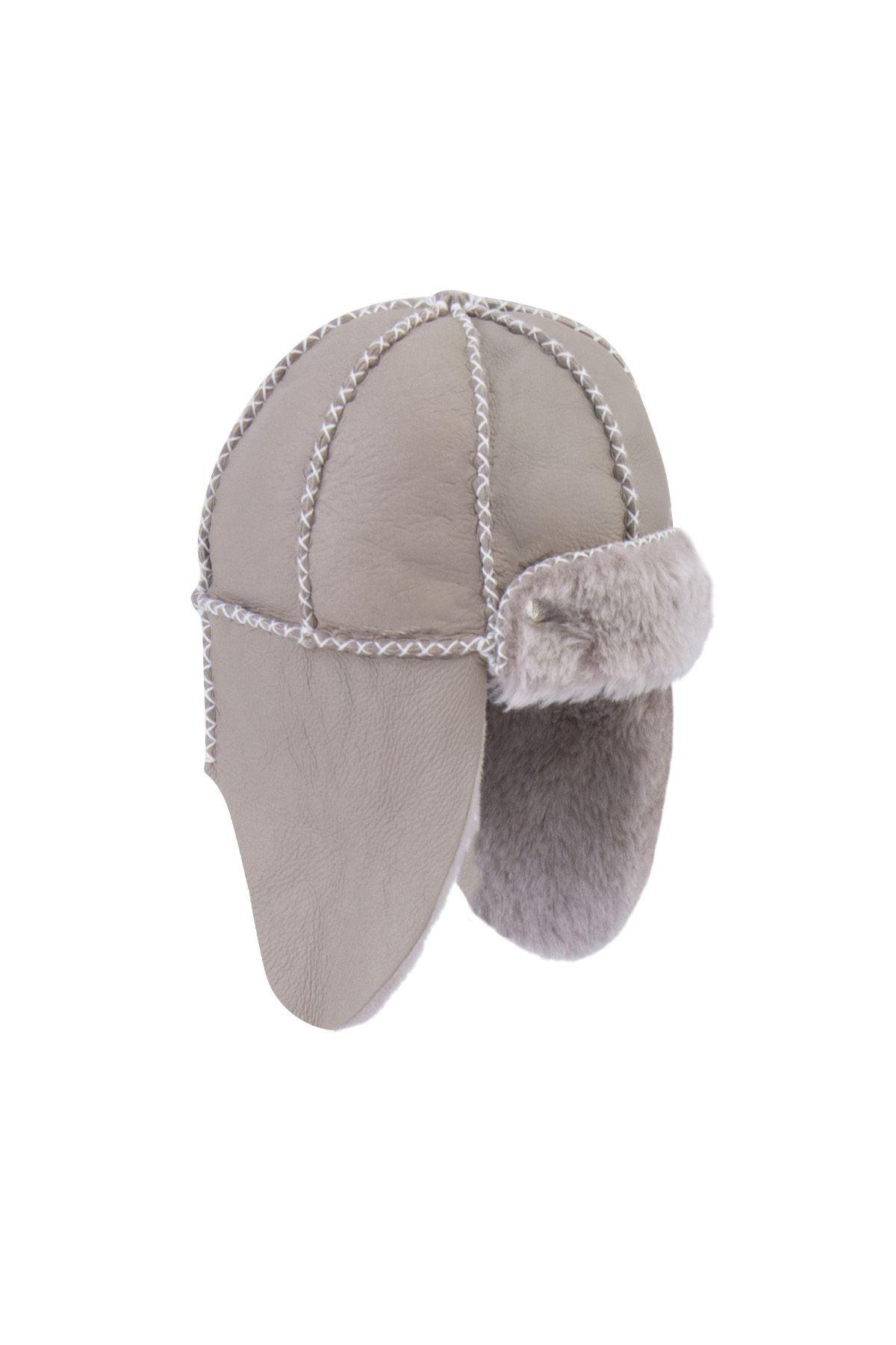 Pegia Toba Baby Aviator Hat – Stone Leather & Smooth Shearling (0–2 Years)