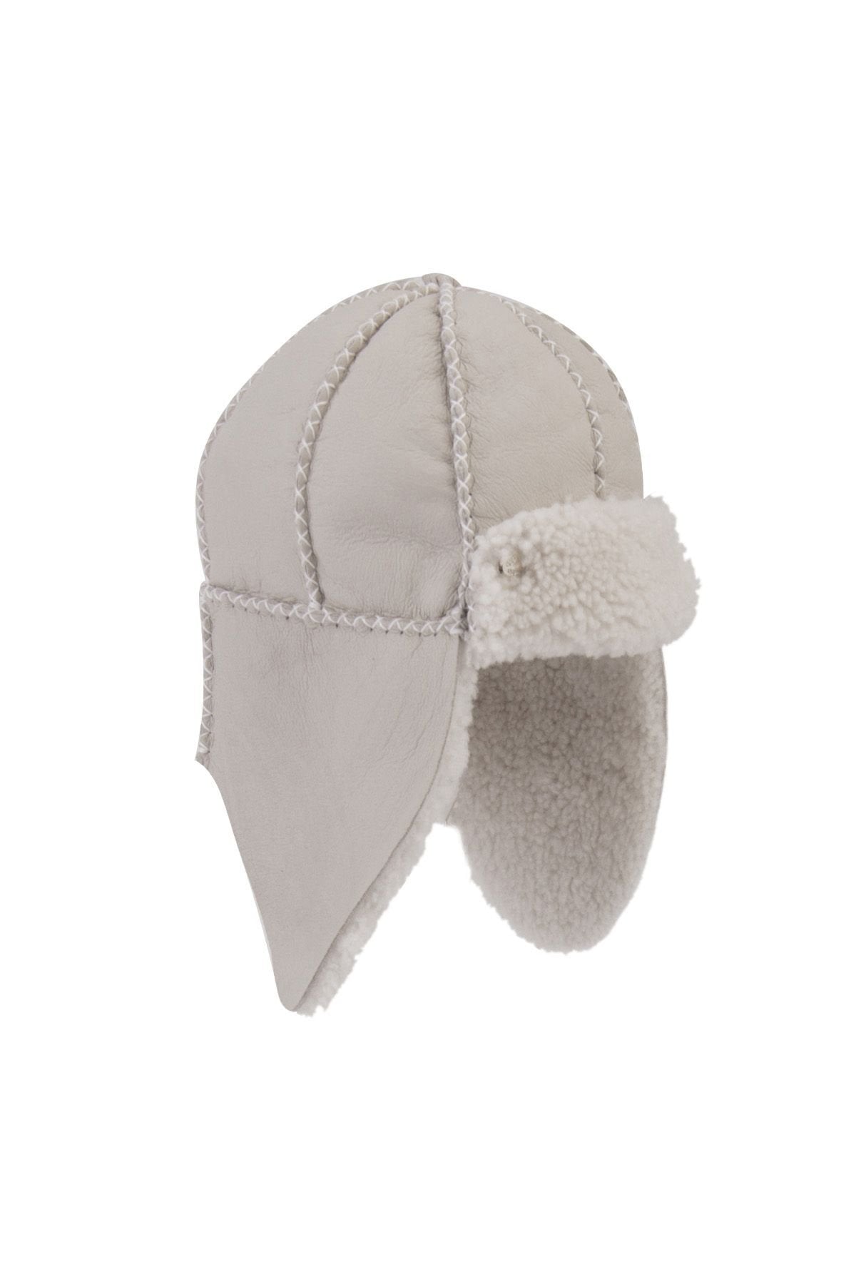 Pegia Toba Baby Aviator Hat – Beige Leather & Smooth Shearling (0–2 Years)